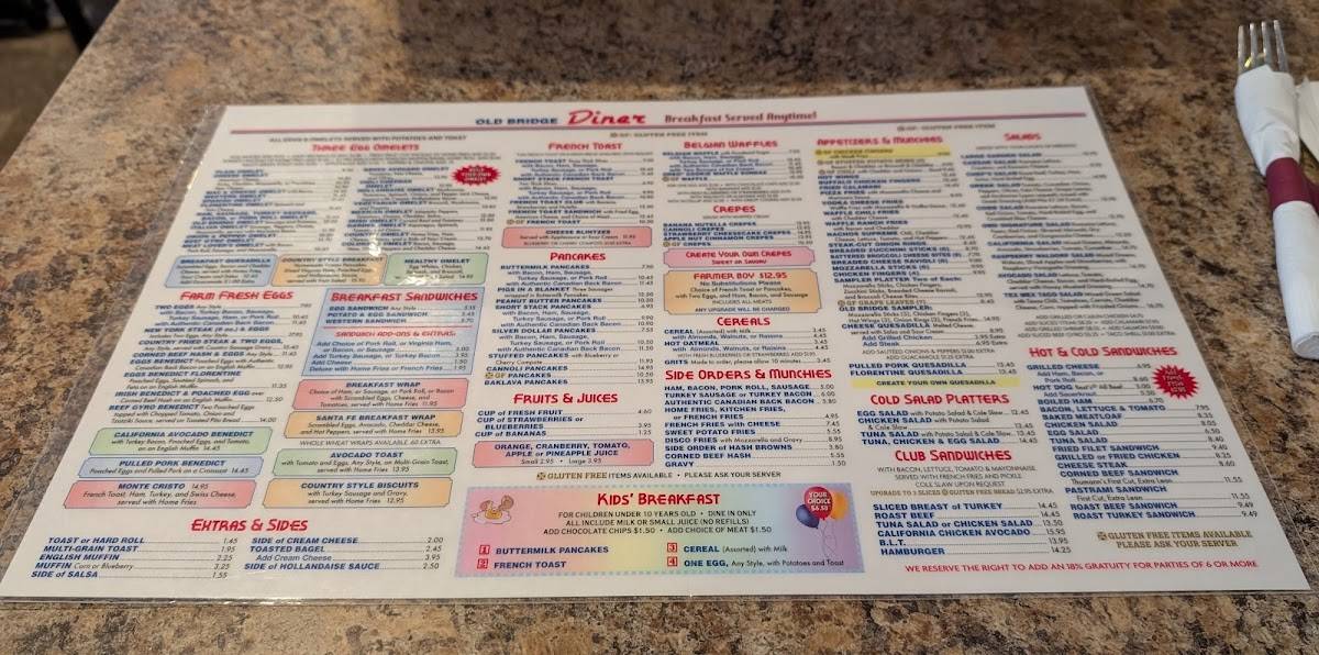 Menu at Old Bridge Diner Family Restaurant, Old Bridge Township