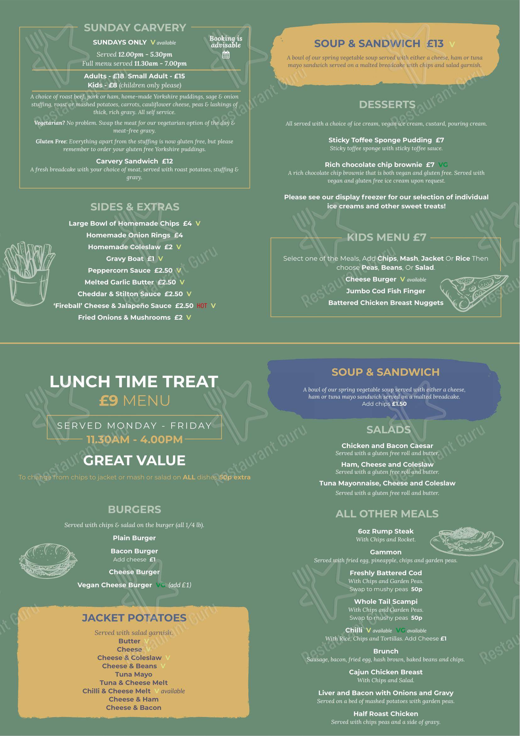 Menu at Old Horns Inn pub & bar, Sheffield