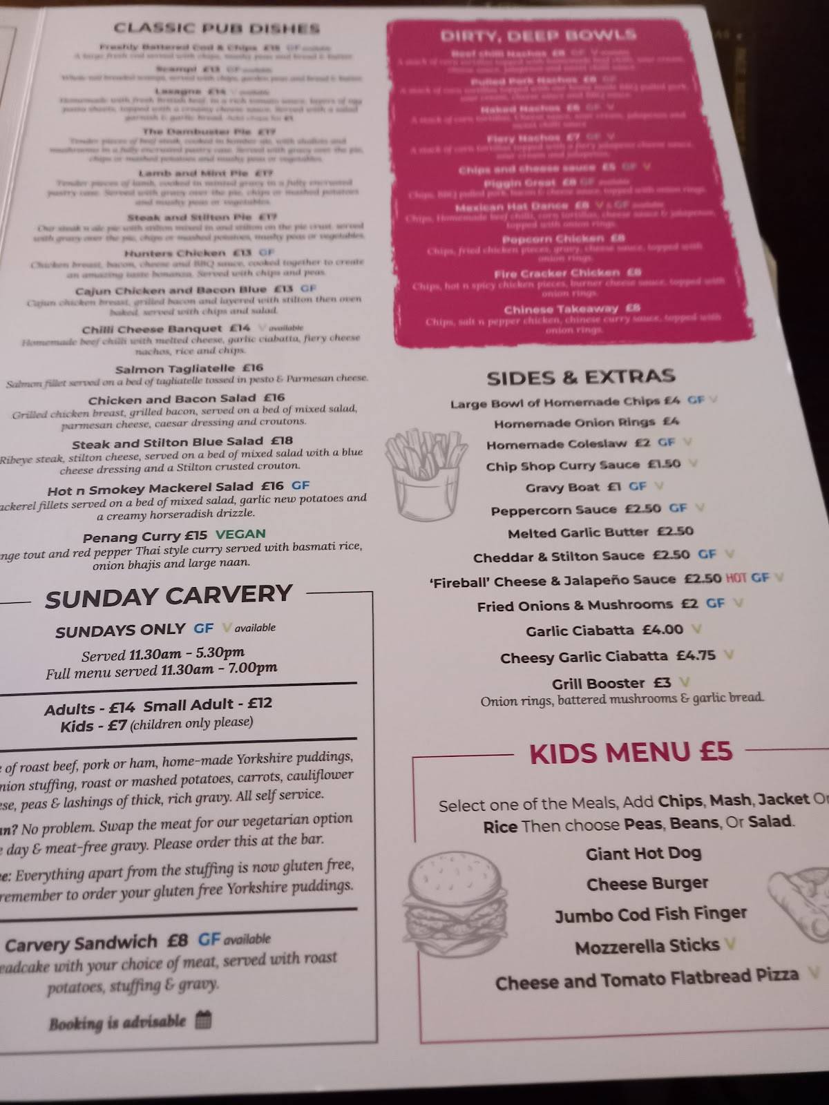Menu at Old Horns Inn pub & bar, Sheffield