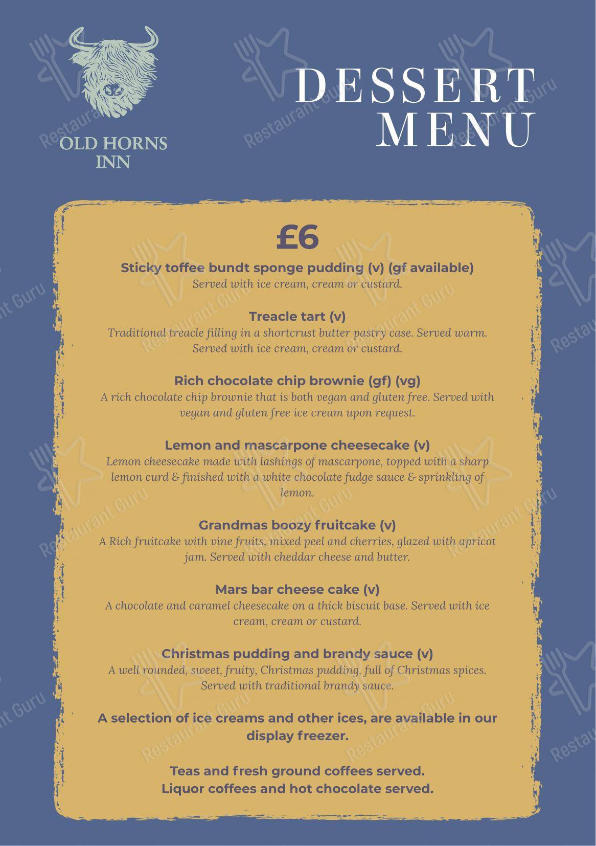 Menu at Old Horns Inn pub & bar, Sheffield