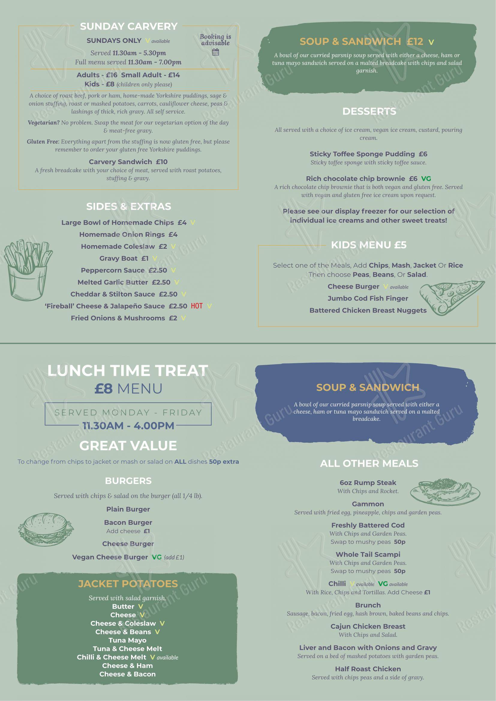 Menu at Old Horns Inn pub & bar, Sheffield
