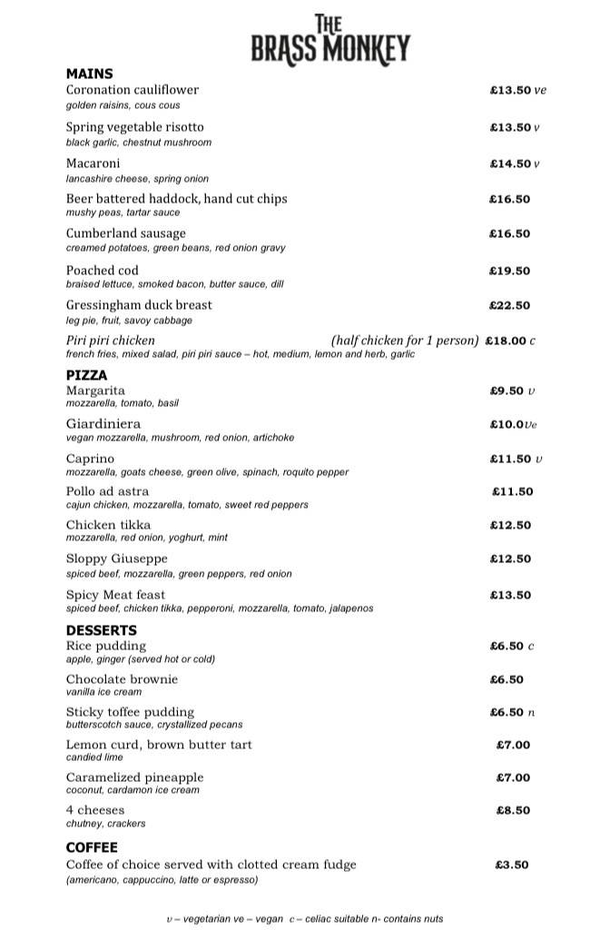 Menu at The White Hart Inn at Lydgate pub & bar, Oldham