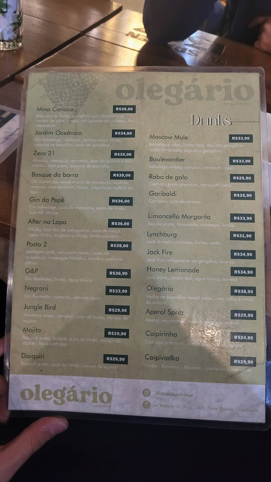 Menu em Olegário Gastrobar, Contagem