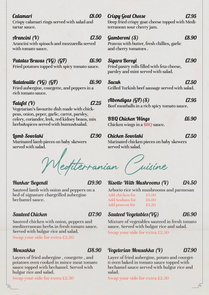 Menu at Olive Tree Restaurant Allerton, Liverpool