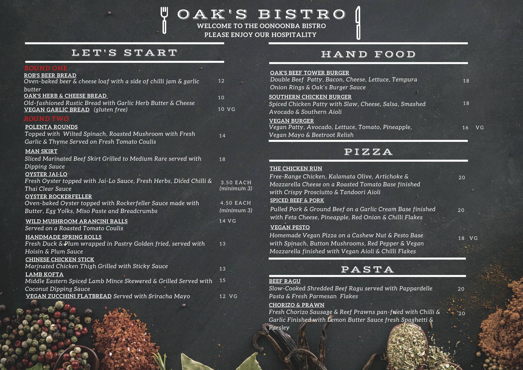 Menu at Oonoonba Fish Bar, Oonoonba