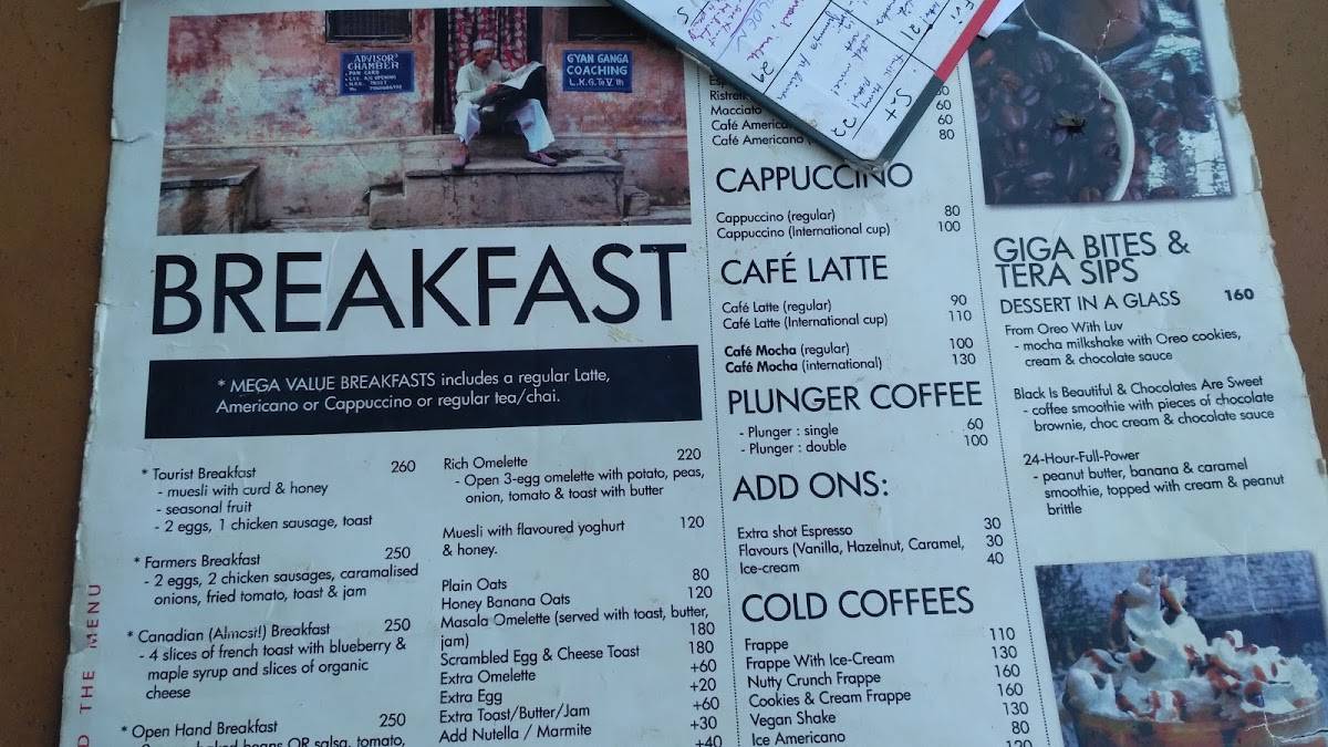 Menu at Open Hand Cafe & Shop Varanasi, Varanasi