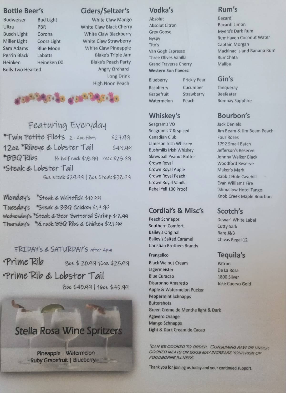 Menu at Open Hearth Grille & Bar, Hart