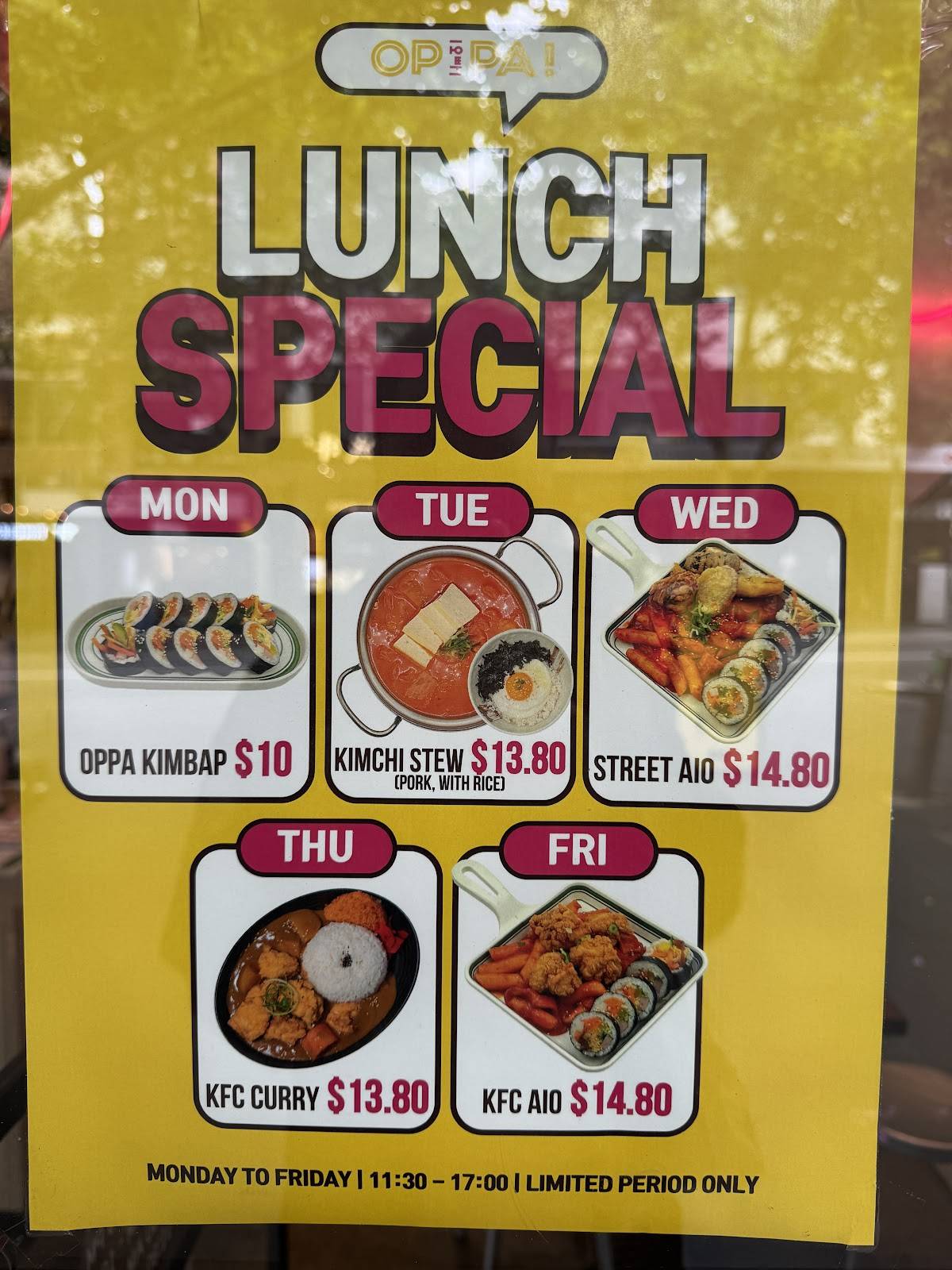 Menu at Oppa Kitchen restaurant, Melbourne