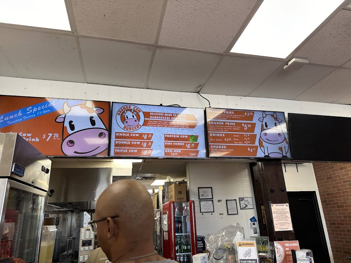 Menu at Orange Cow Burgers restaurant, El Paso, 955 Resler Dr #110