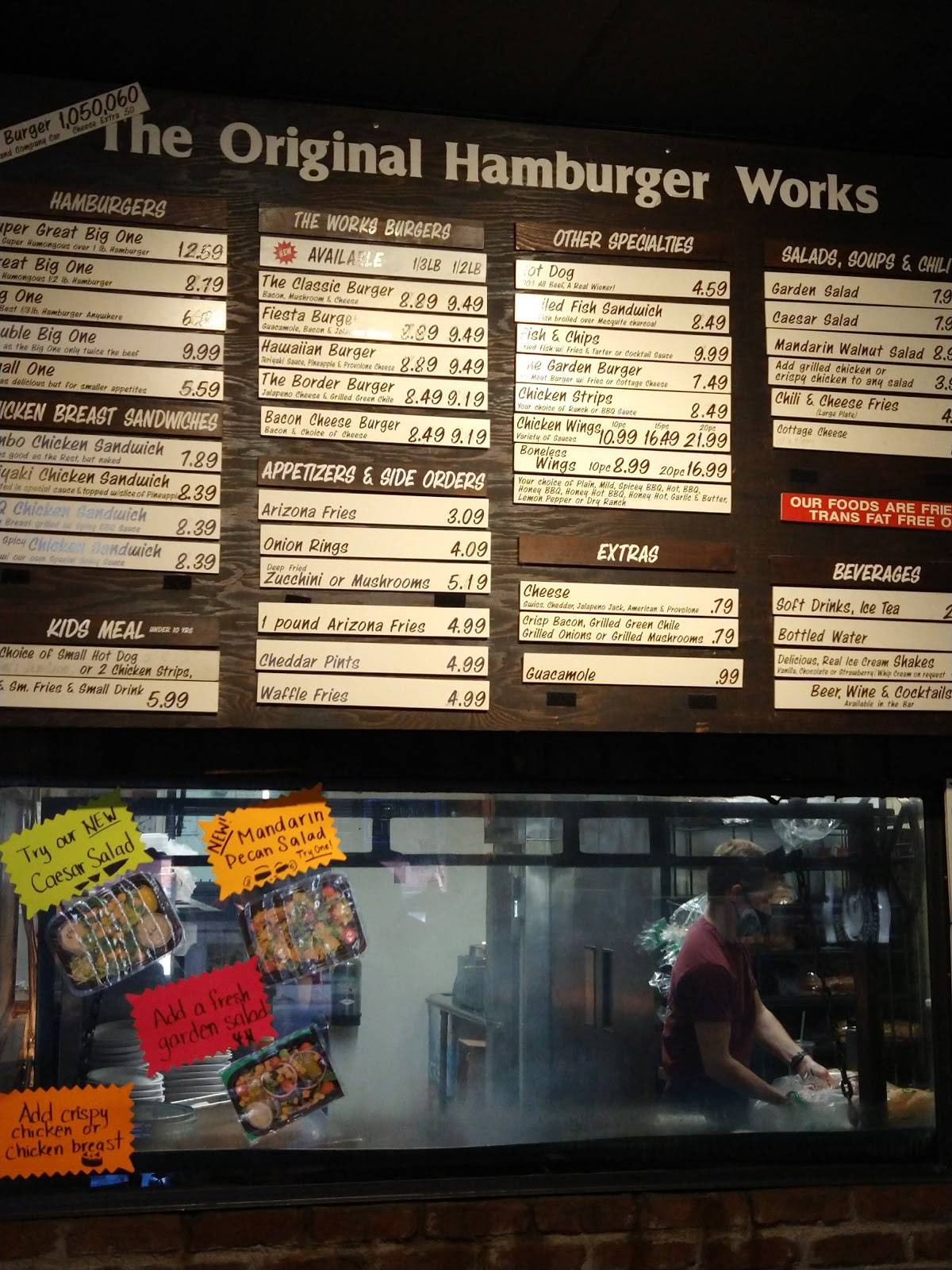 Menu at Original Hamburger Works pub & bar, Phoenix