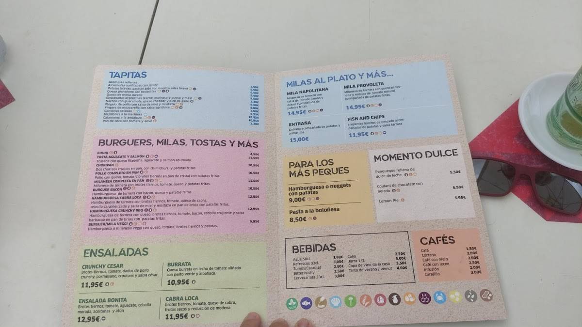 Carta del restaurante Orillas Xiringuito, Premià del Mar