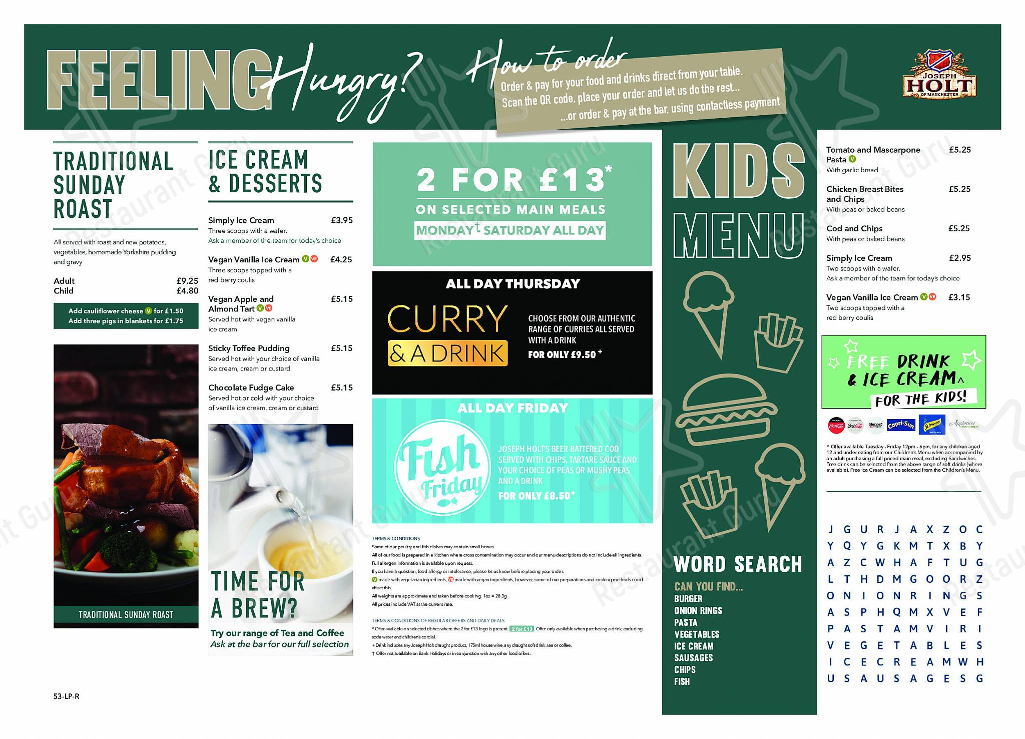 Menu at The Hayfield pub & bar, Ormskirk