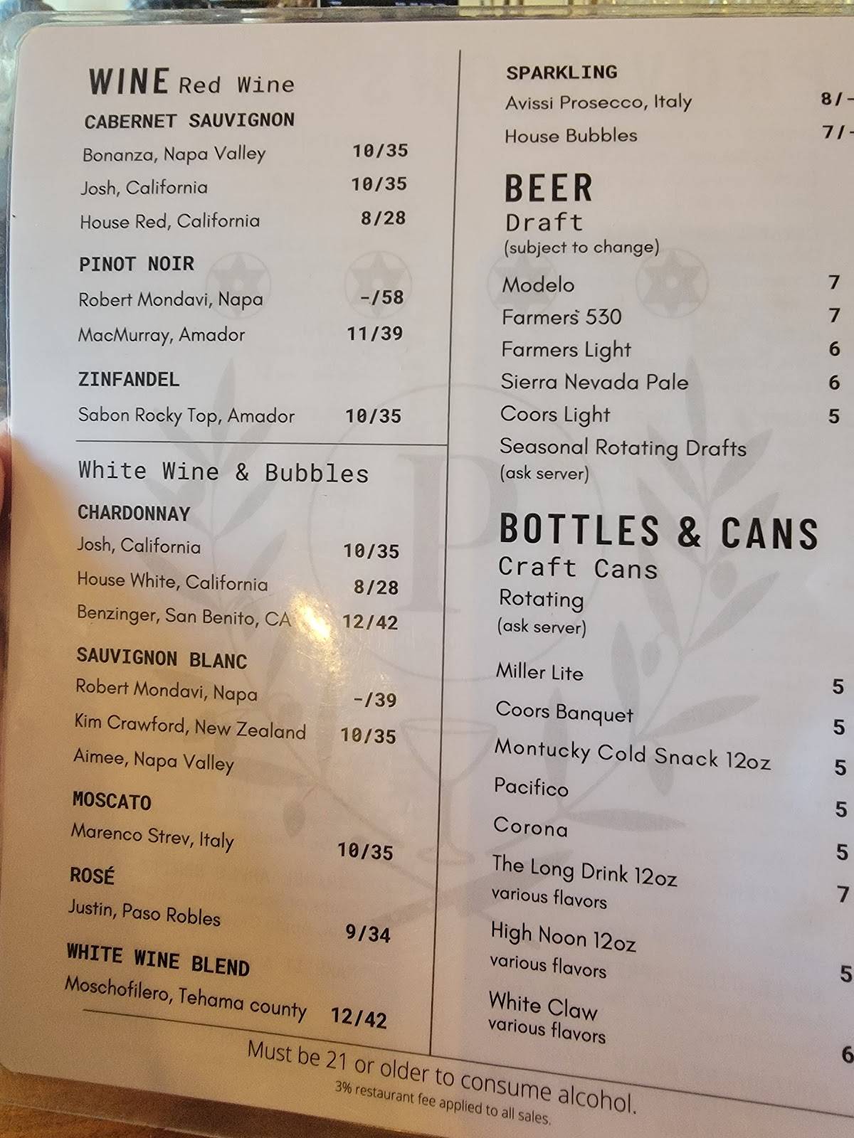 Menu at Provisions pub & bar, Oroville