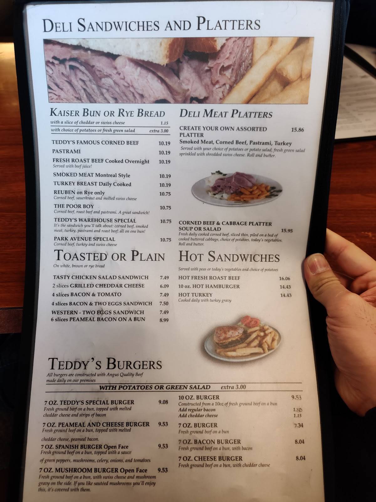 Menu at Teddy's Restaurant & Deli, Oshawa