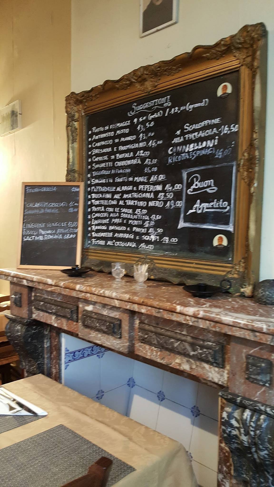 Menu at Osteria A L'Ombra, Brussels