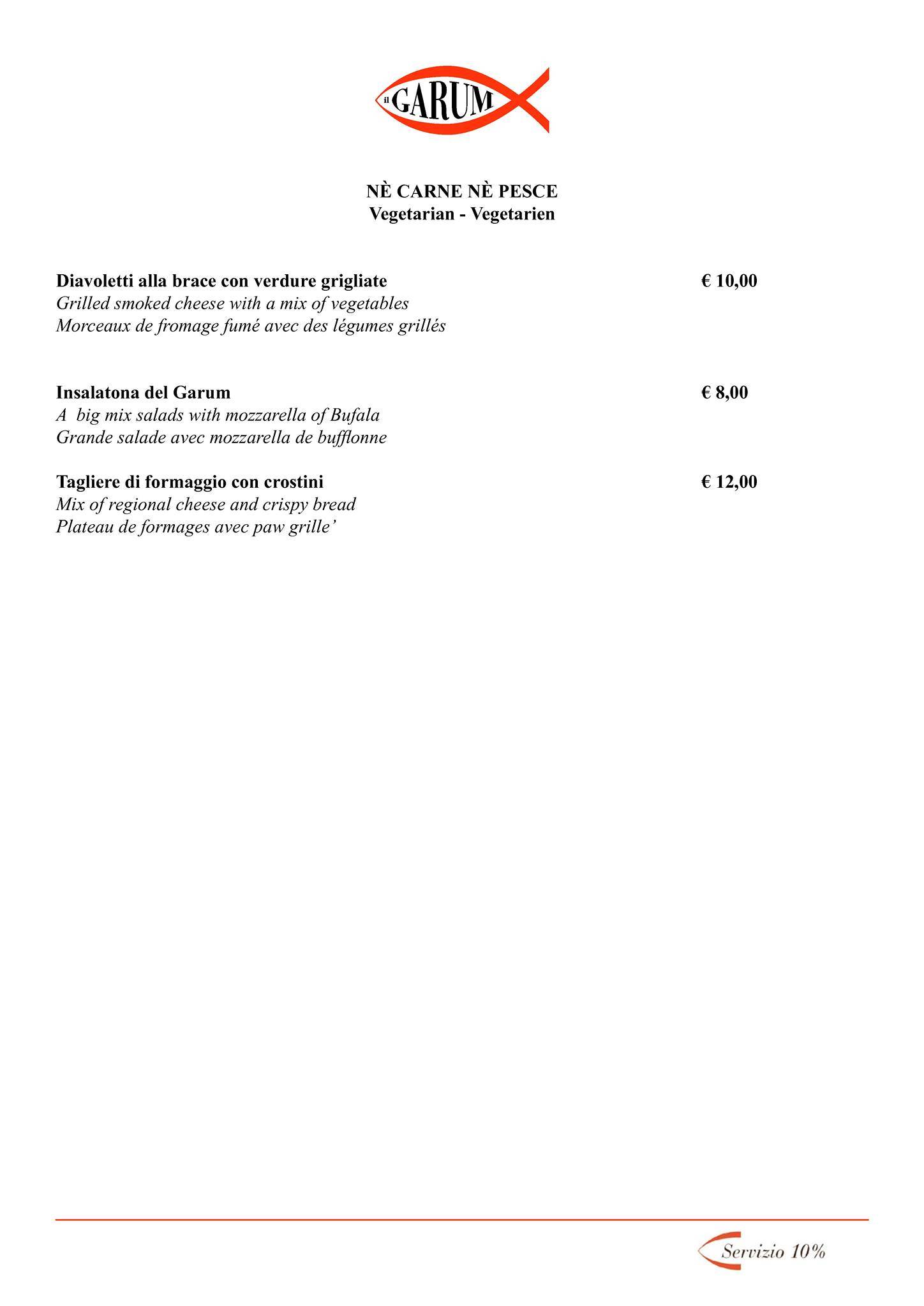 Menu da Osteria Ristorante Il Garum, Napoli, Piazza Monteoliveto