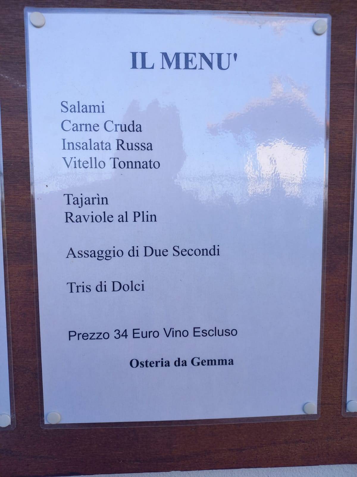 Carta del restaurante Osteria da Gemma, Roddino, Via Guglielmo Marconi