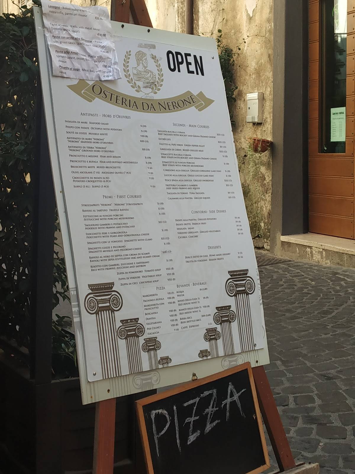 Menu at Osteria da Nerone desserts, Bracciano