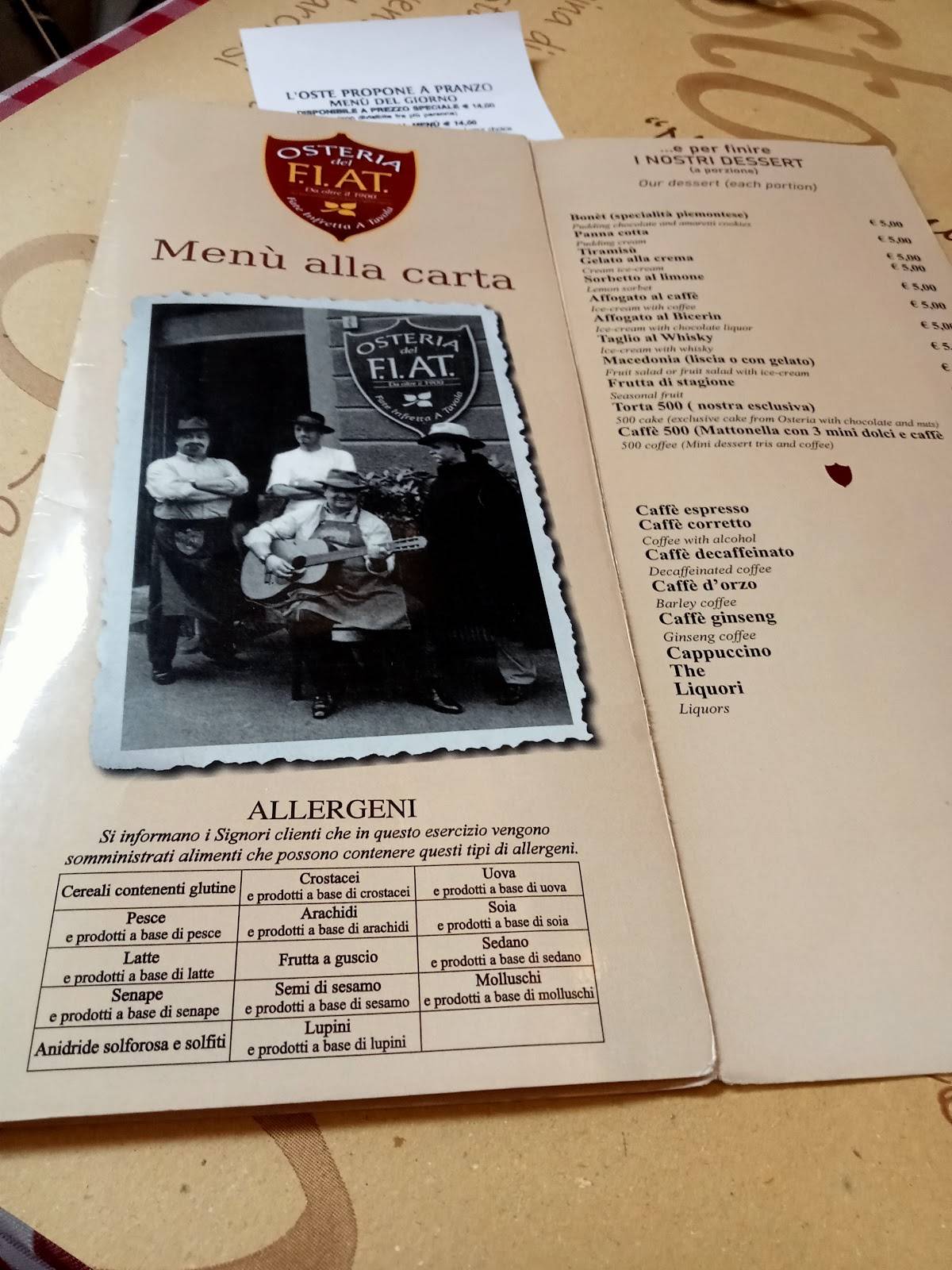 Speisekarte von Osteria del Fiat - Fate In Fretta A Tavola restaurant ...