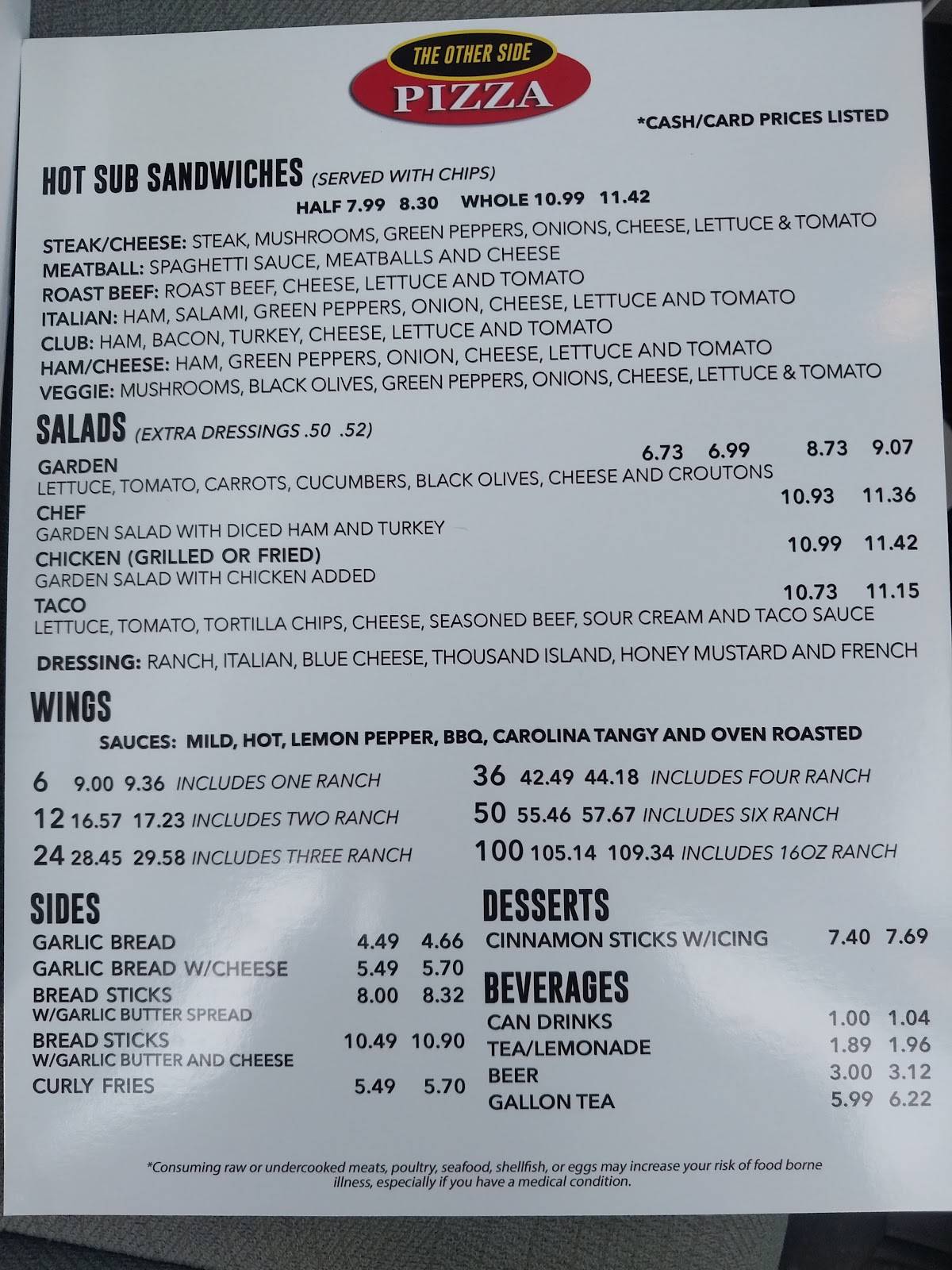 Menu at Wiseguys Wings & Pizza pizzeria, Manchester