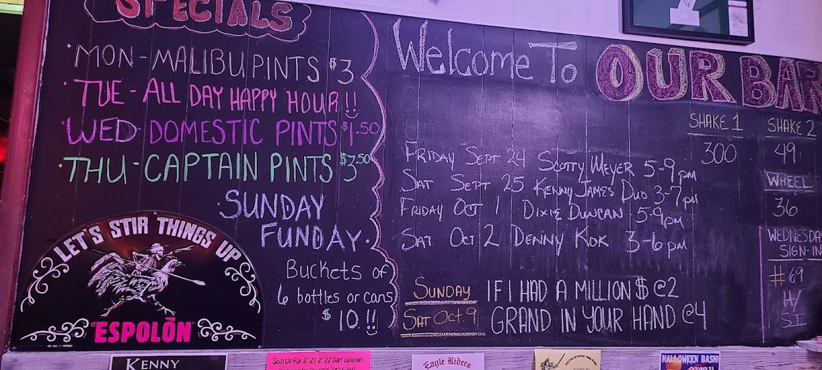 Menu at Our Bar, Waupun