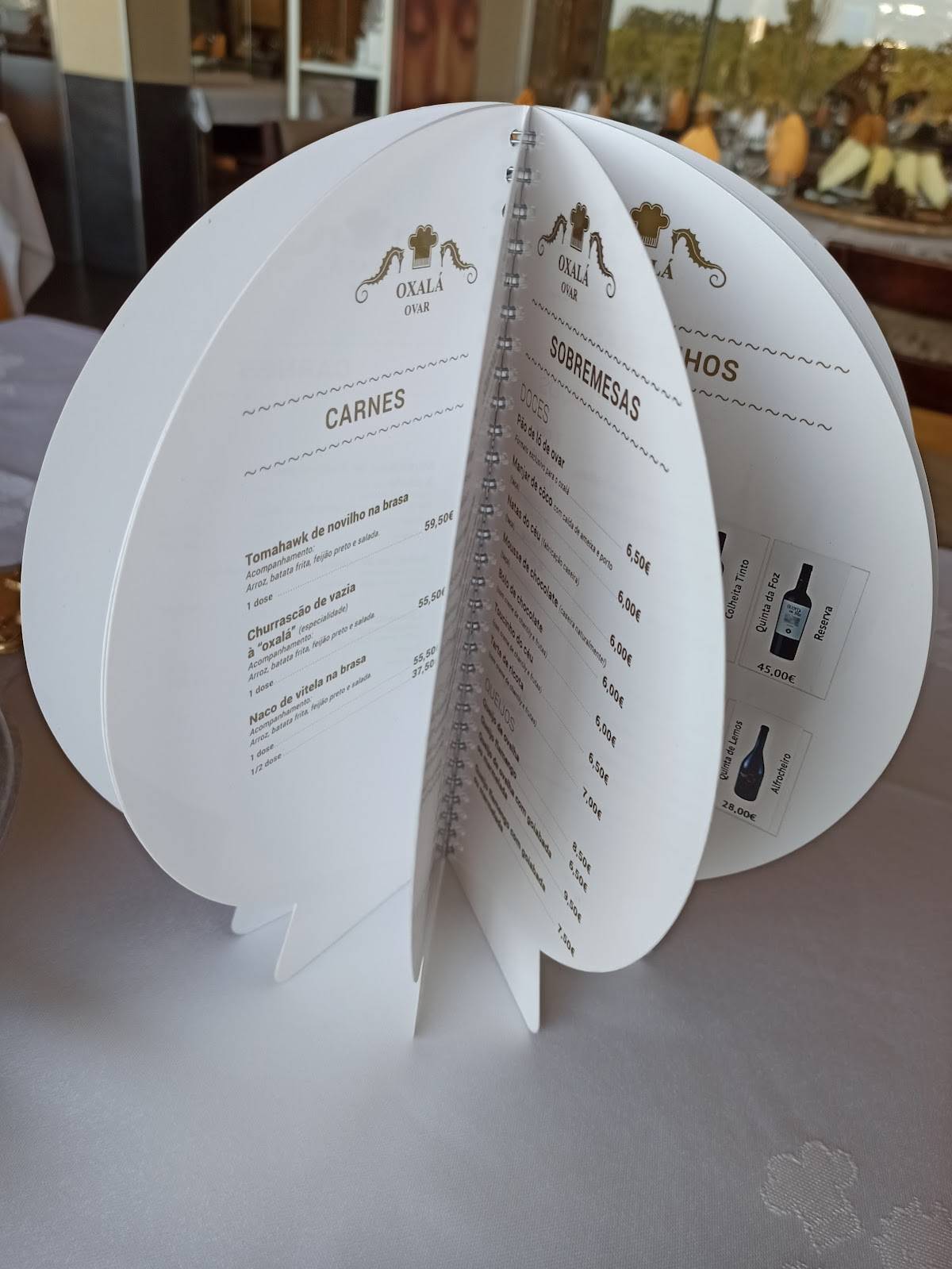 Menu em Oxala restaurante, Ovar