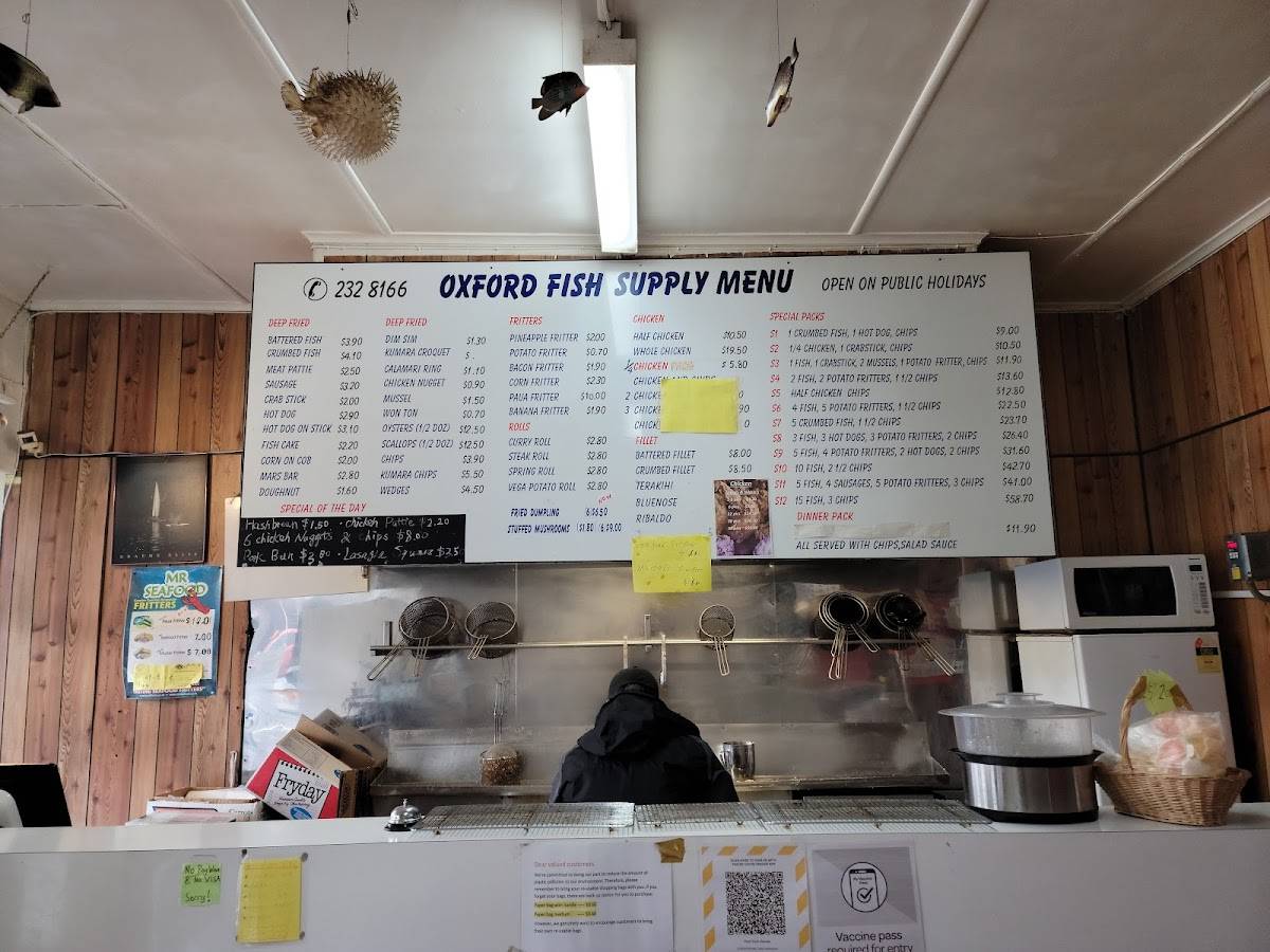 Menu at Oxford Fish Supply restaurant, Wellington