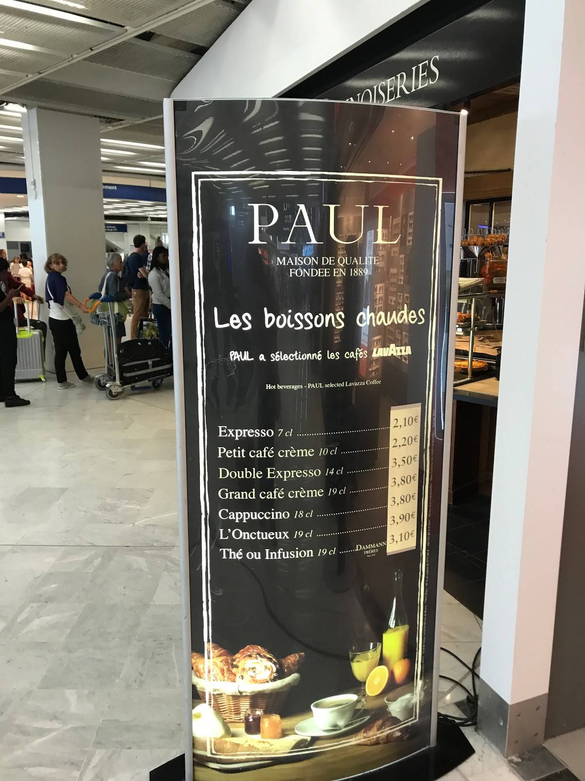 Menu at PAUL restaurant, Orly, Paris-Orly Airport, Orly Ouest, Paul 1 ...