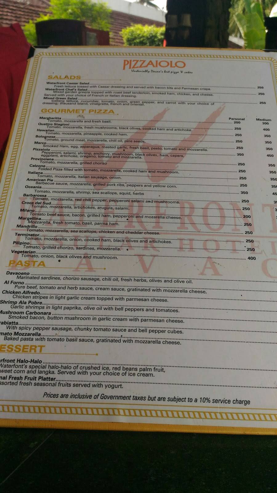 Carta del restaurante PIZZA IOLO, Dávao