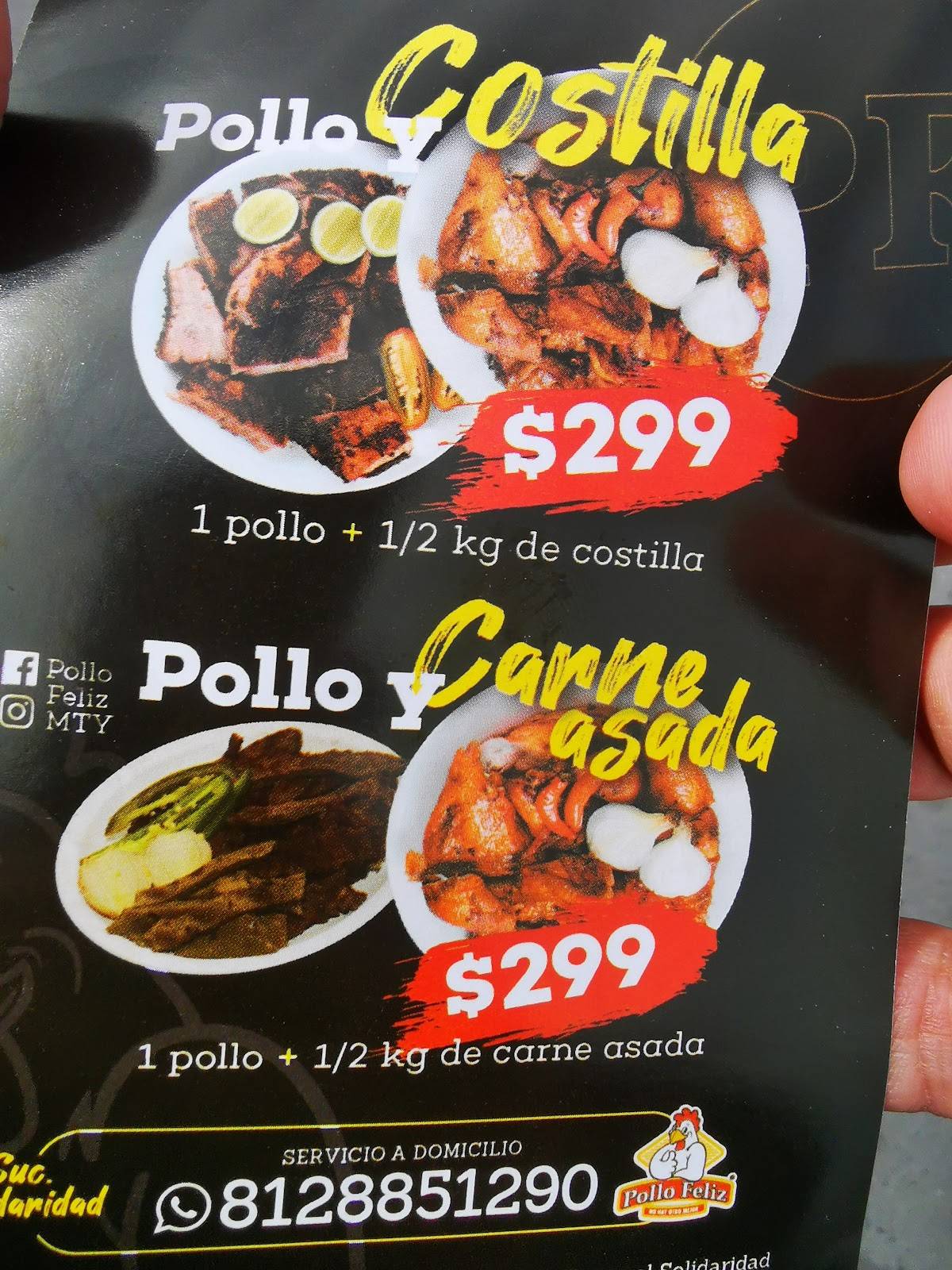 Menu at POLLO FELIZ BBQ, Monterrey, Av. Luis Donaldo Colosio Murrieta ...