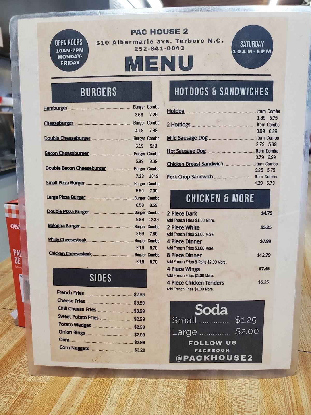 Menu at Packer Grill Two restaurant, Tarboro
