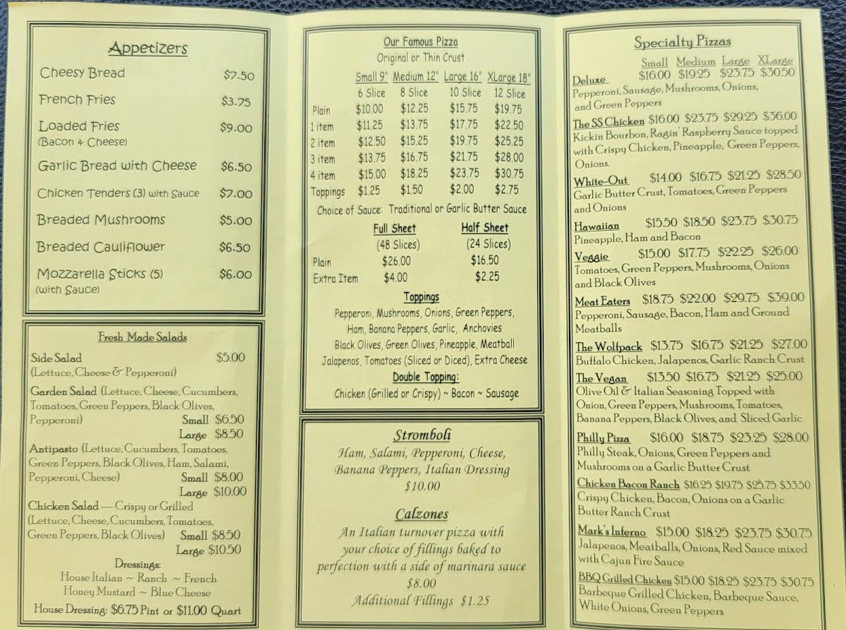Menu at Paisano's Pizza pizzeria, Parma Heights