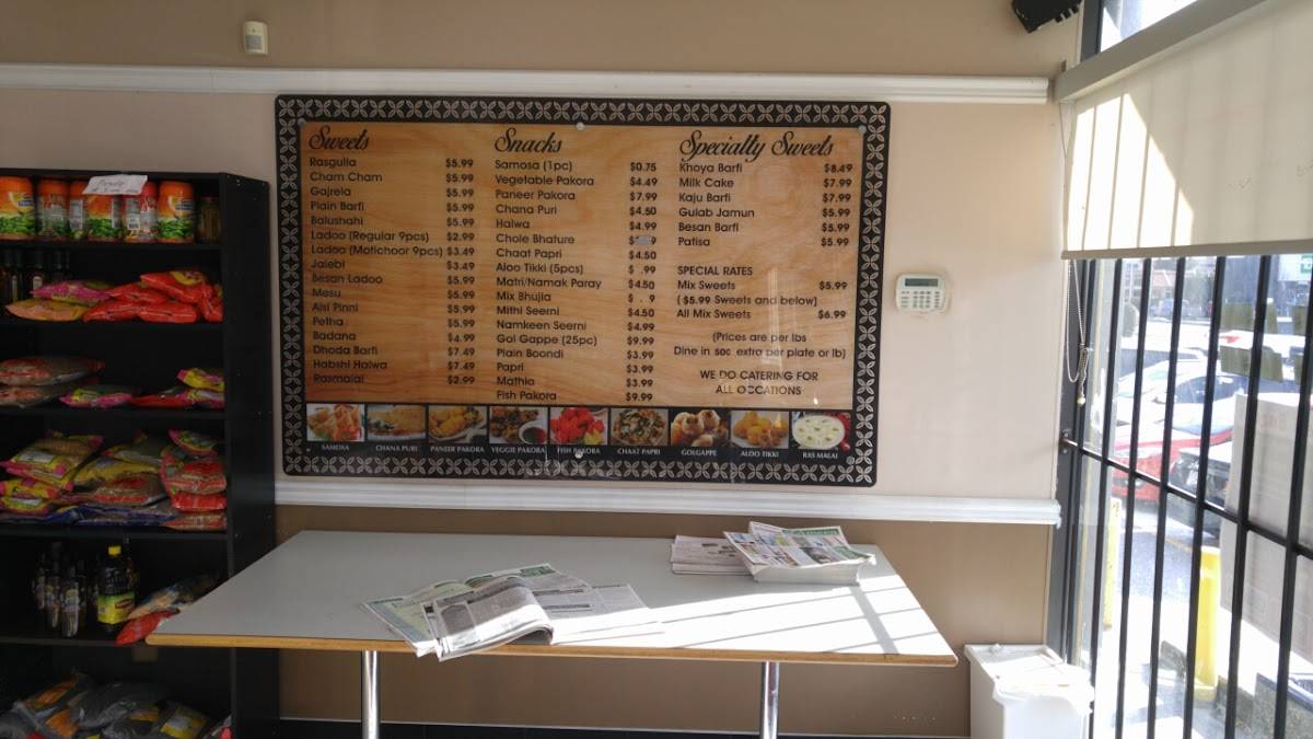 Menu at Pak Punjab Sweets & Samosa House restaurant, Surrey