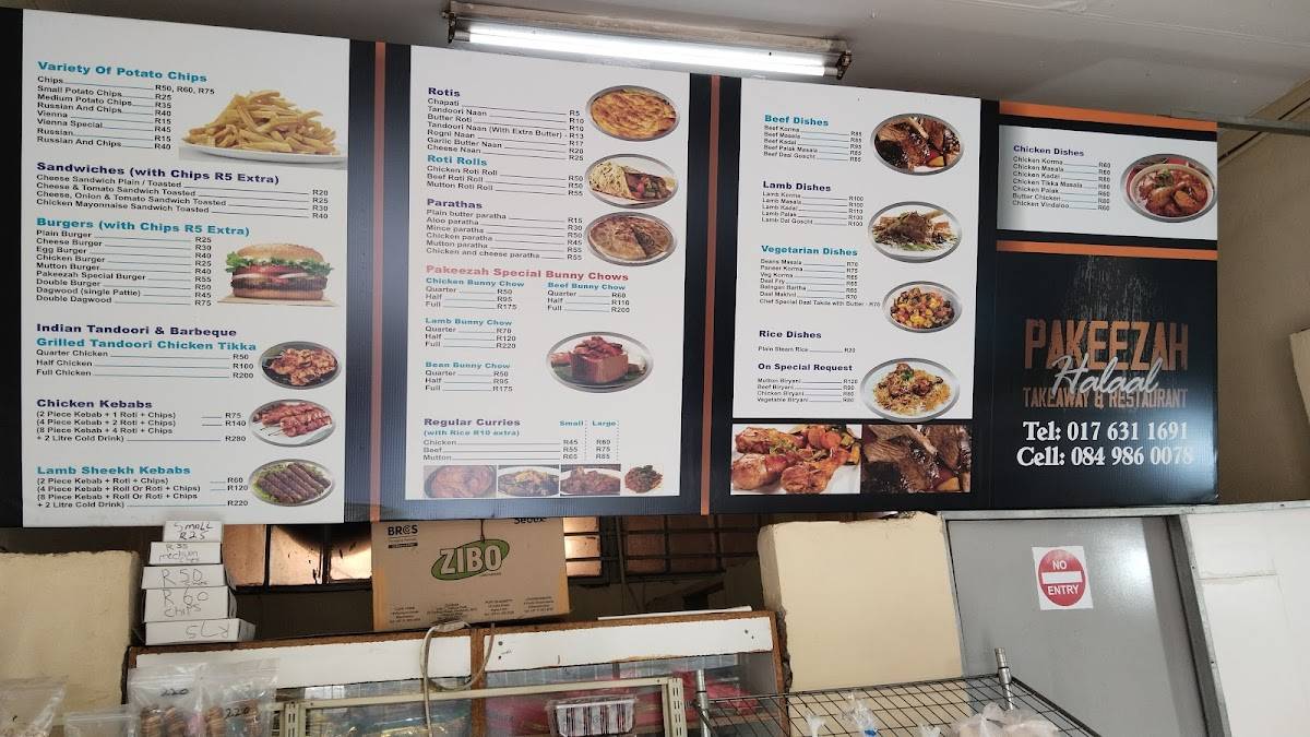 Menu at Pakeezah restaurant, Secunda