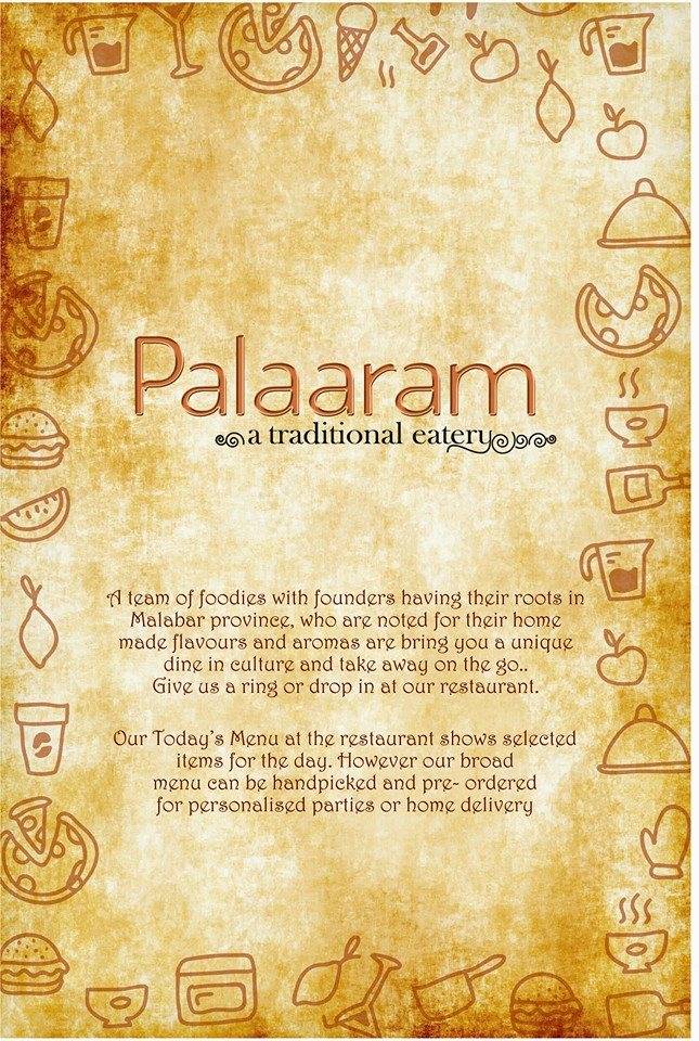 Menu at Palaaram Paravur, Kochi, Pullamkulam Rd