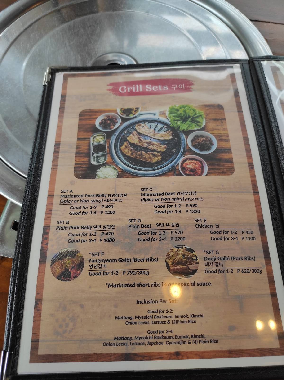 Menu at Pali-Pali Korean Restaurant, San Pedro