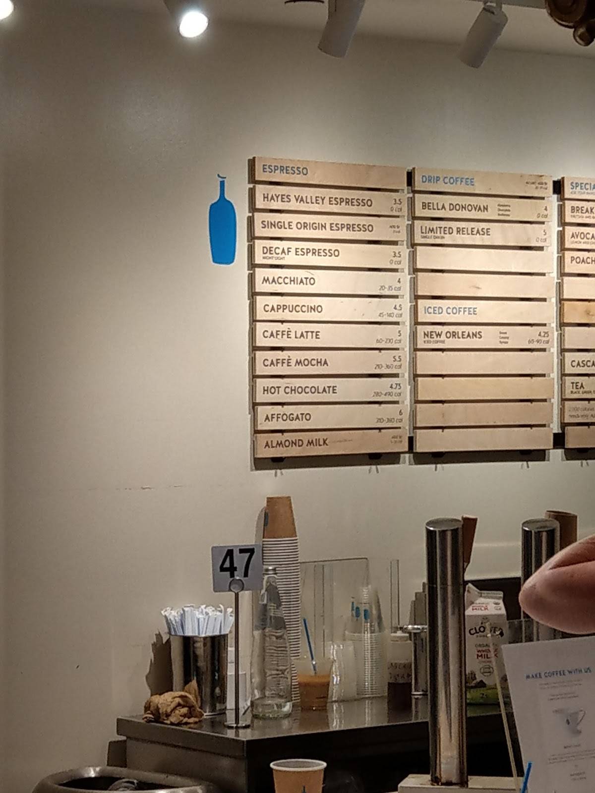 Menu at Blue Bottle Coffee cafe, Palo Alto, 456 University Ave