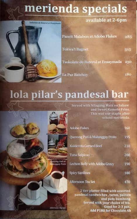 Menu at Pamana Restaurant - Tagaytay, Tagaytay
