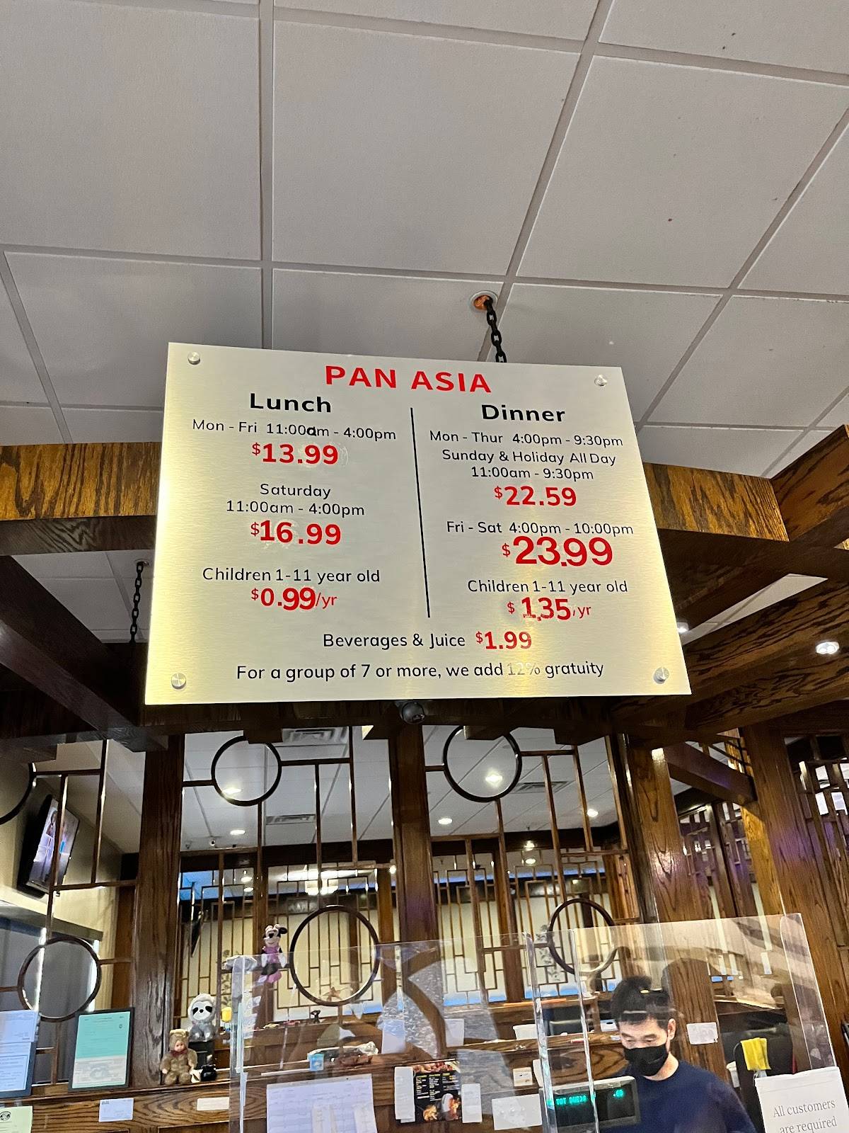 Menu at Pan Asia Buffet restaurant, San Marcos