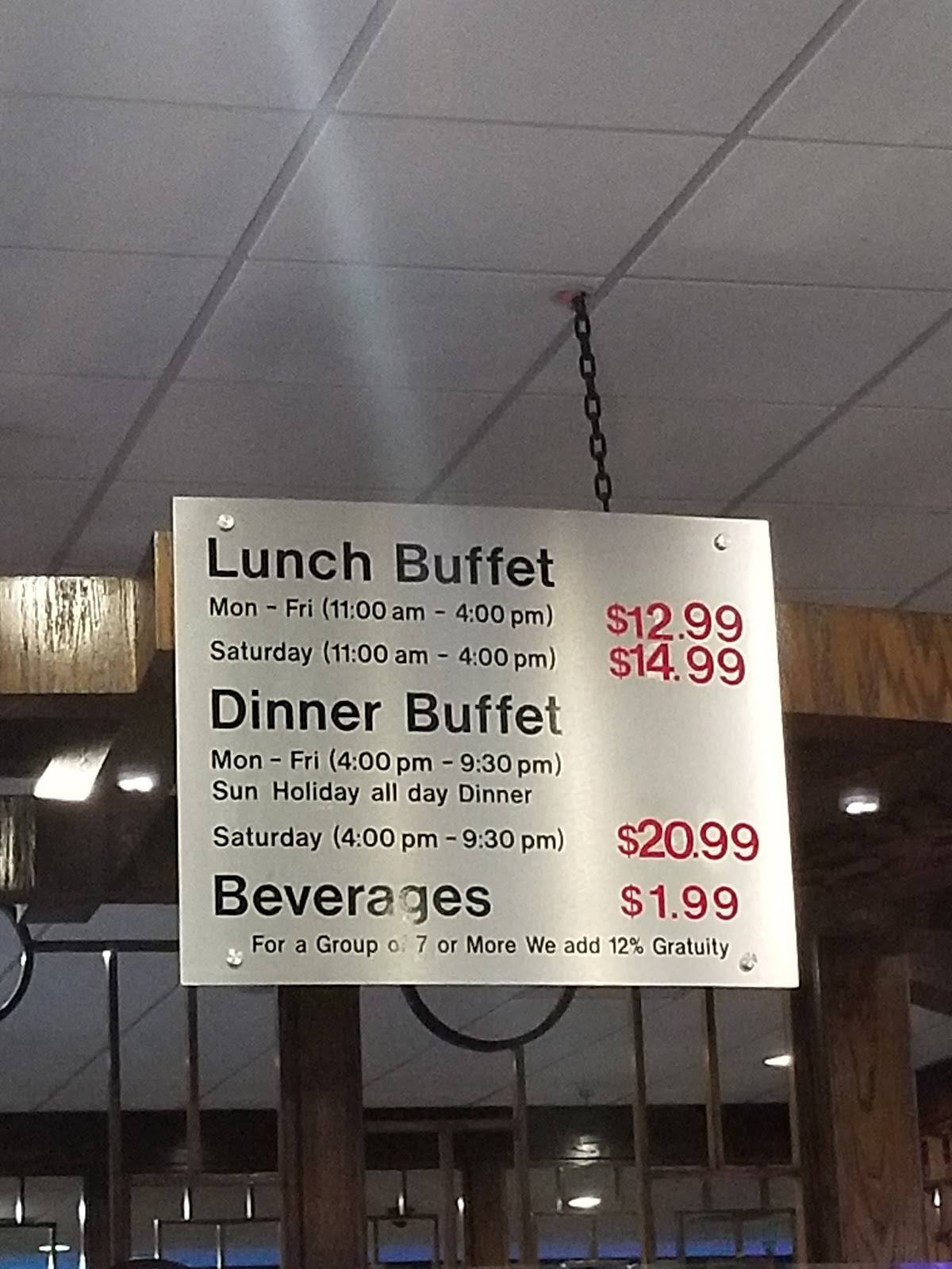 Menu at Pan Asia Buffet restaurant, San Marcos