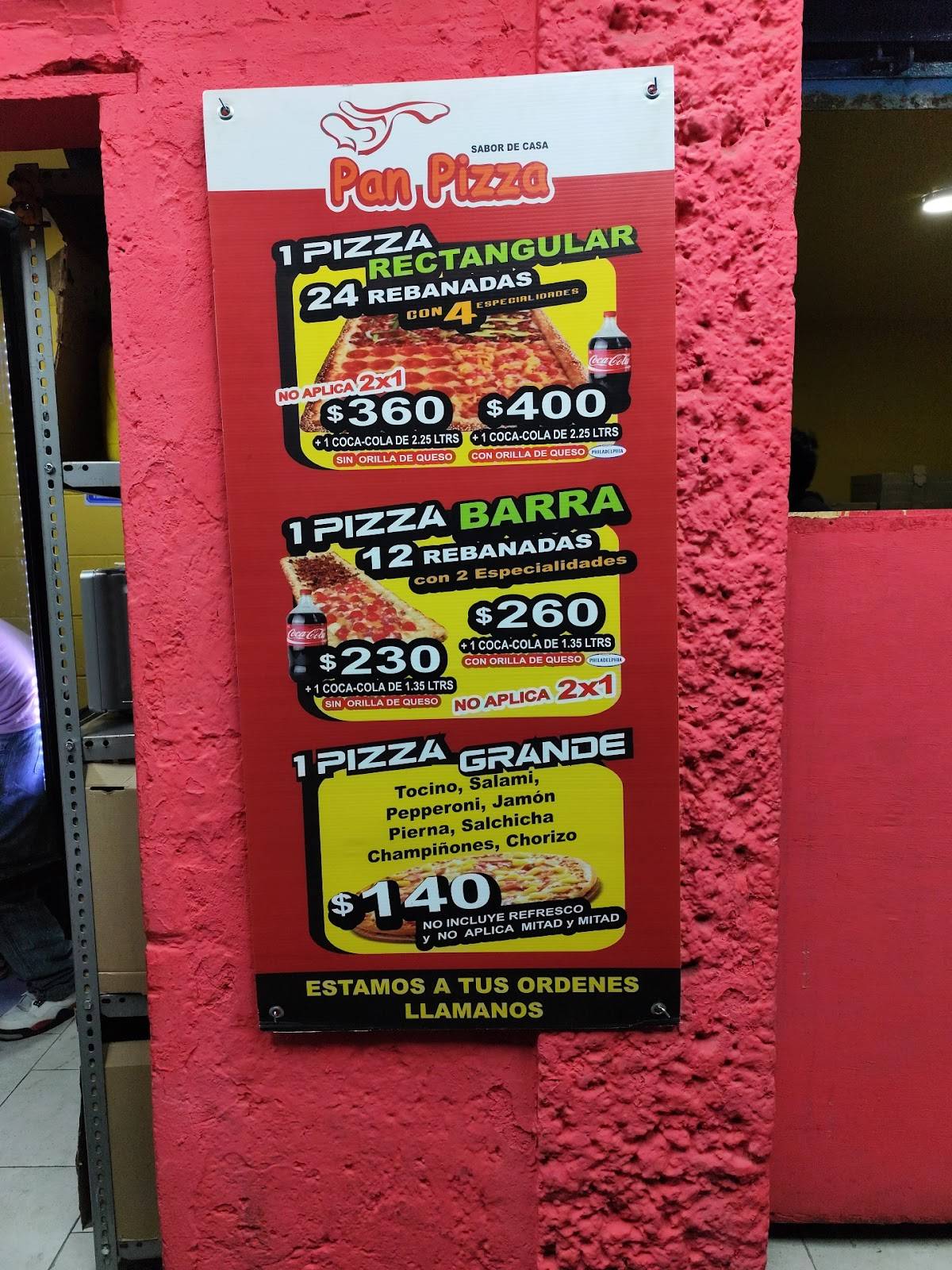 Carta del restaurante Pan Pizza, Ciudad del México, Calz. del la Viga 190