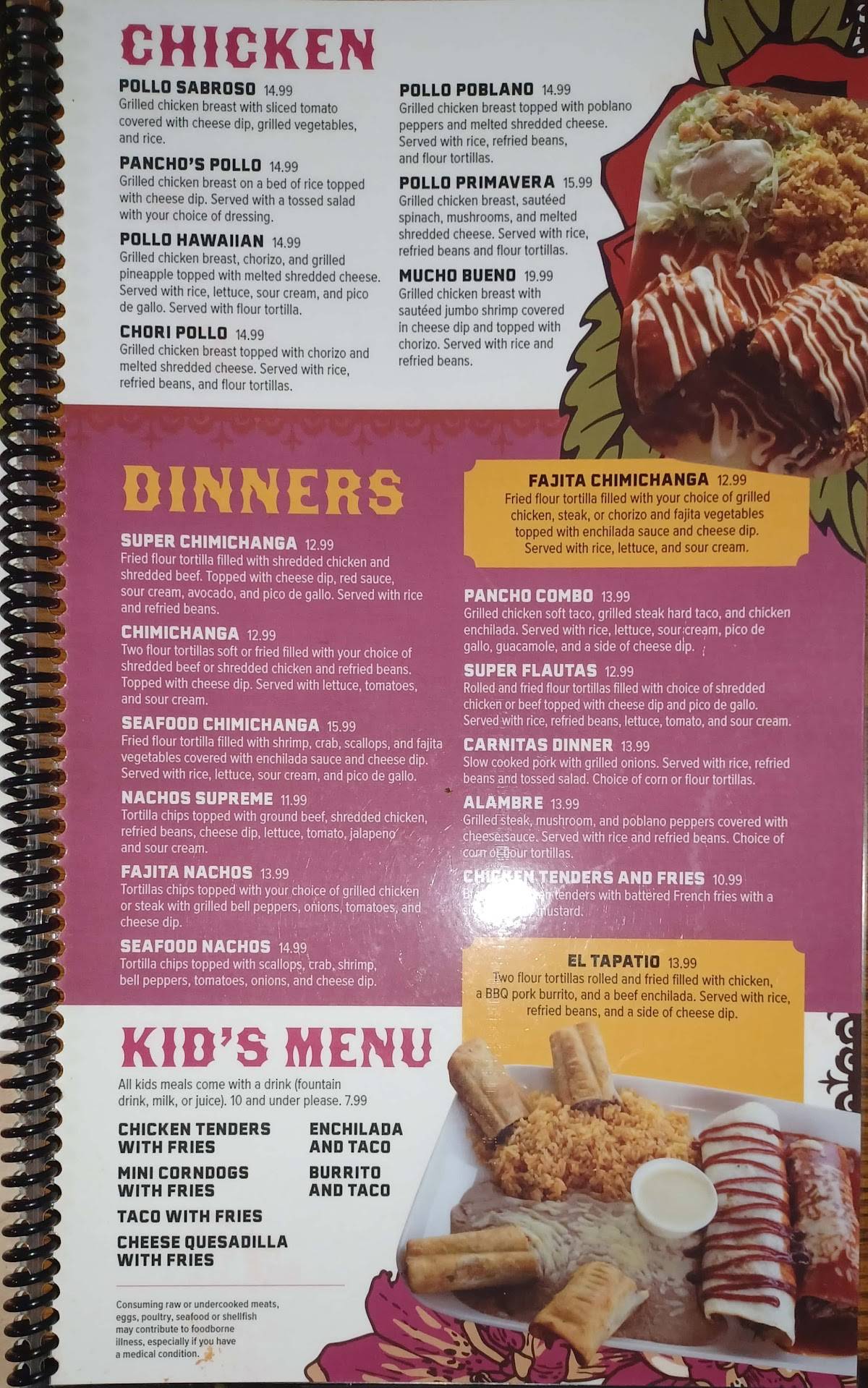 Menu at Panchos Tacos Bellville restaurant, Bellville