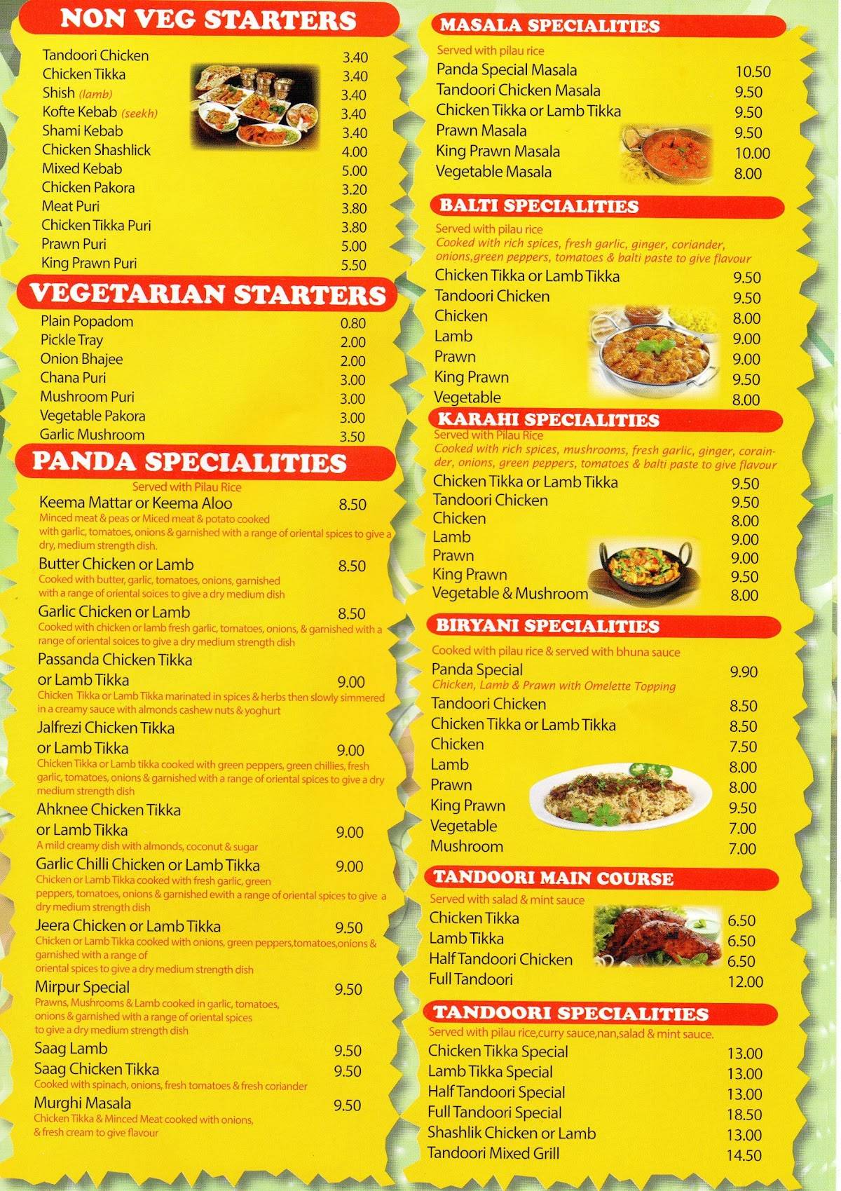 Menu at Panda Express fast food, Ashbourne
