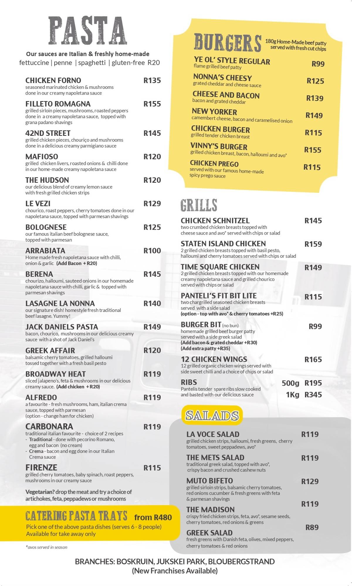 Menu at Pantelis Italian Kitchen Jukskei Park restaurant, Randburg