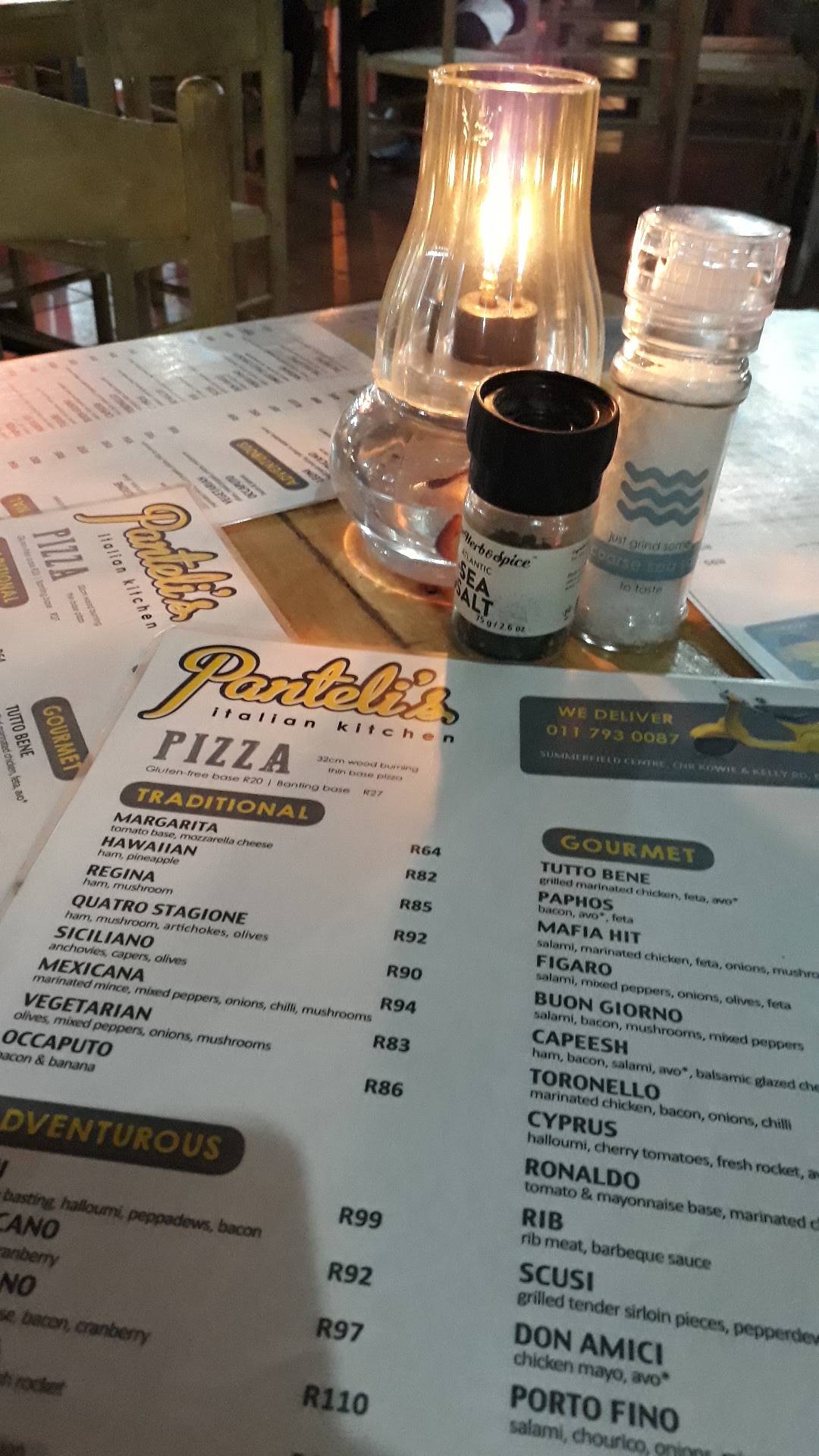 Menu at Panteli's Italian kitchen - Boskruin restaurant, Randburg
