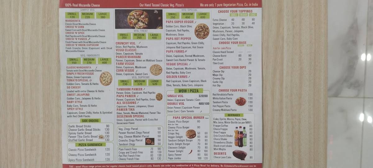 Menu at Papa V. Pizza, Fatehpur, Fatehpur