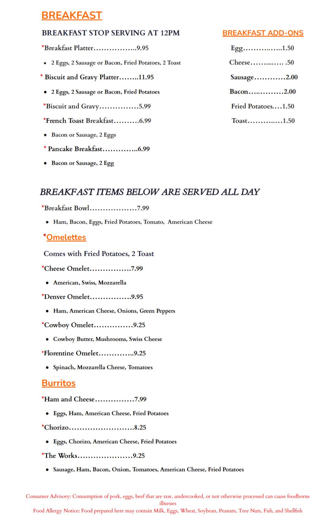 Menu at Papi's Place at Firehouse Diner restaurant, Weber City