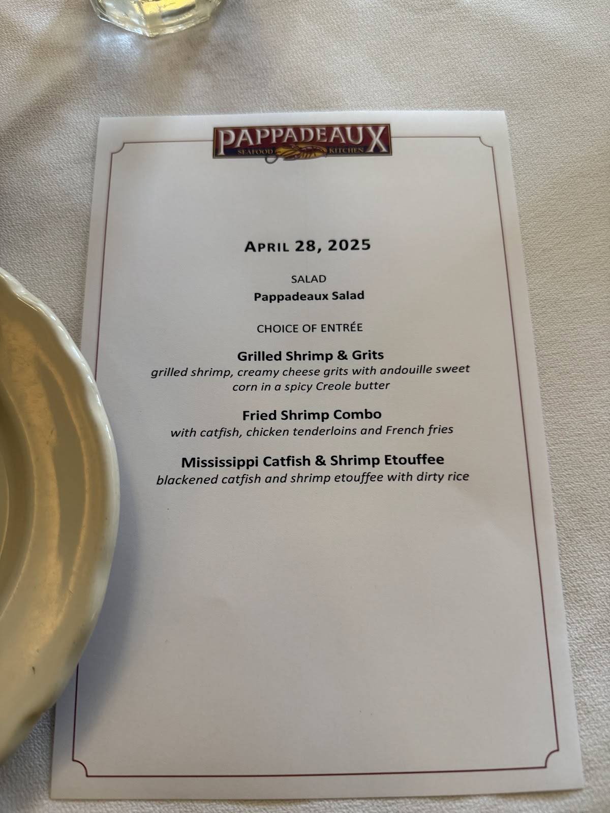 Menu at Pappadeaux Seafood Kitchen restaurant, Dallas, Oak Lawn Ave