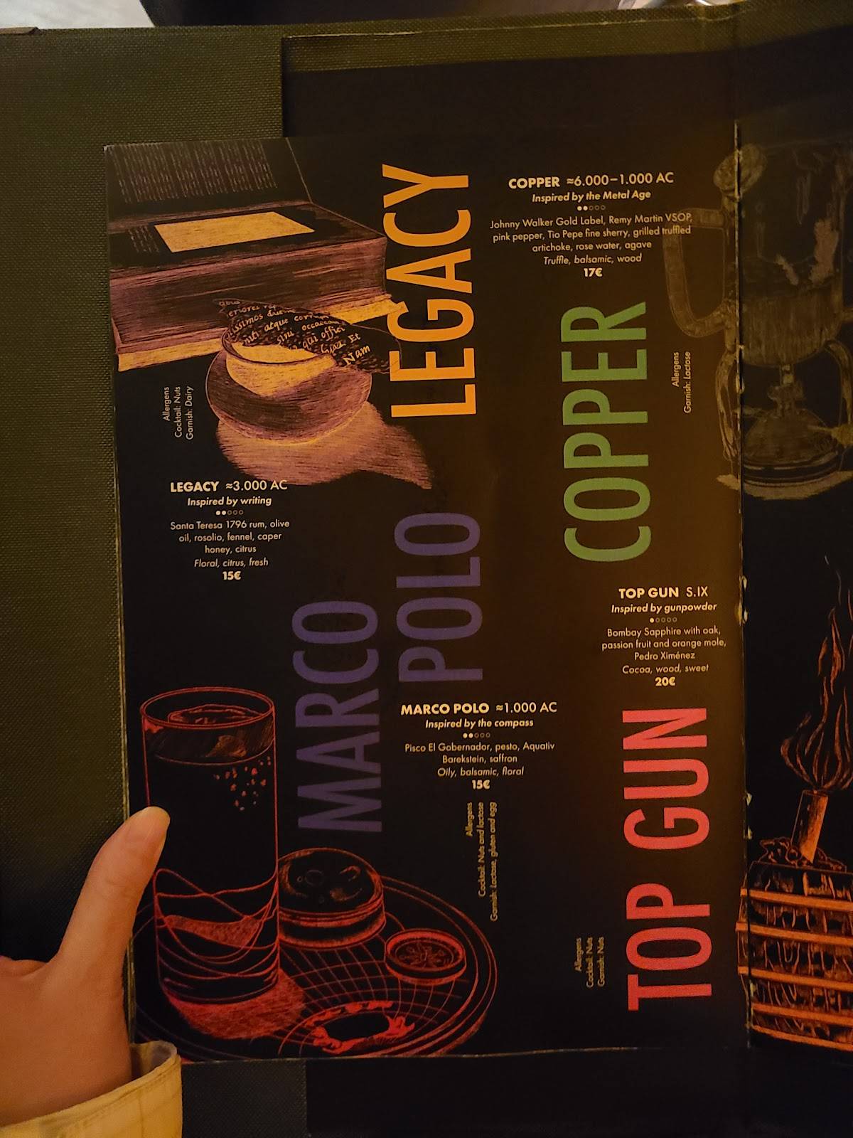 Menu at Paradiso pub & bar, Barcelona
