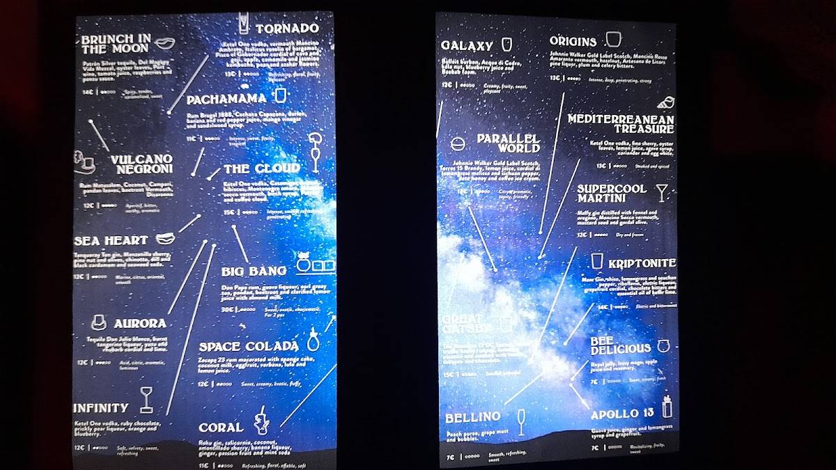 Menu at Paradiso pub & bar, Barcelona